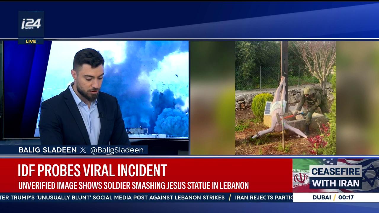 Unverified image shows soldier smashing Jesus statue in Lebanon