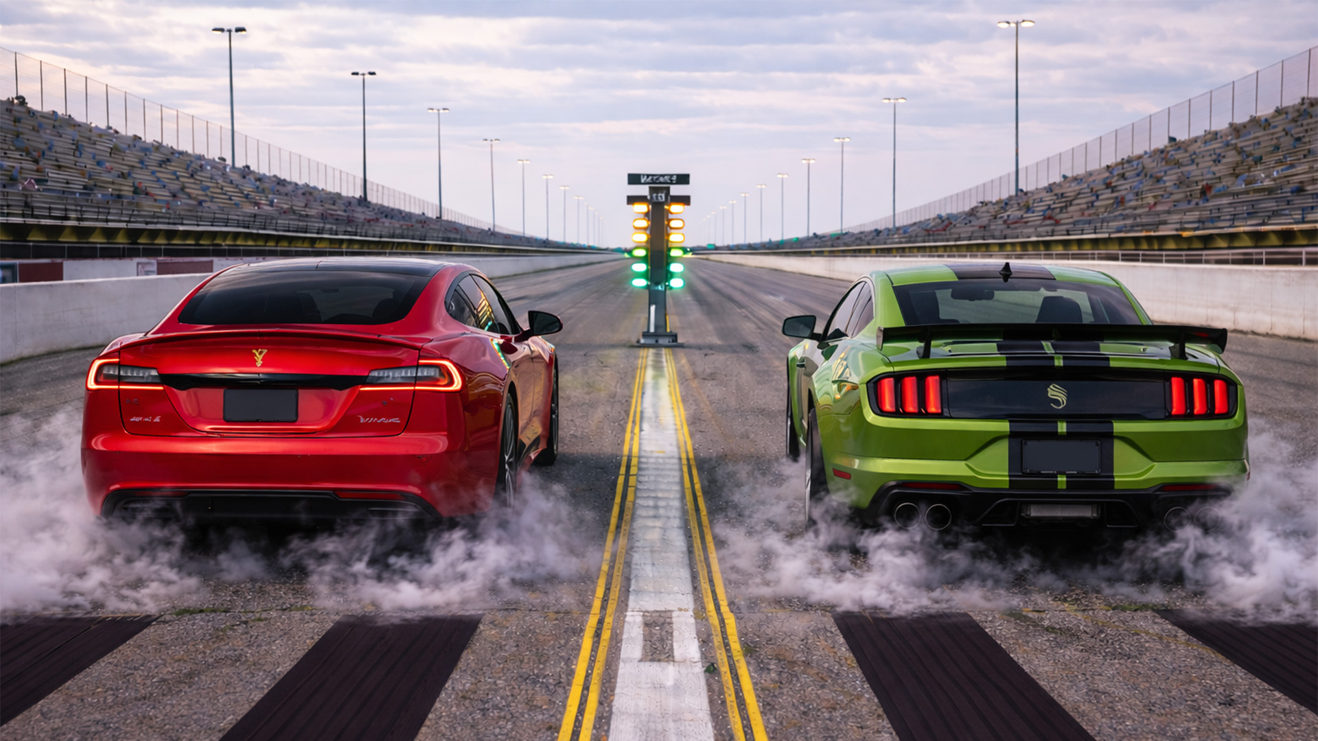 1,200 HP Ford Mustang Shelby GT500 vs Tesla Plaid drag race