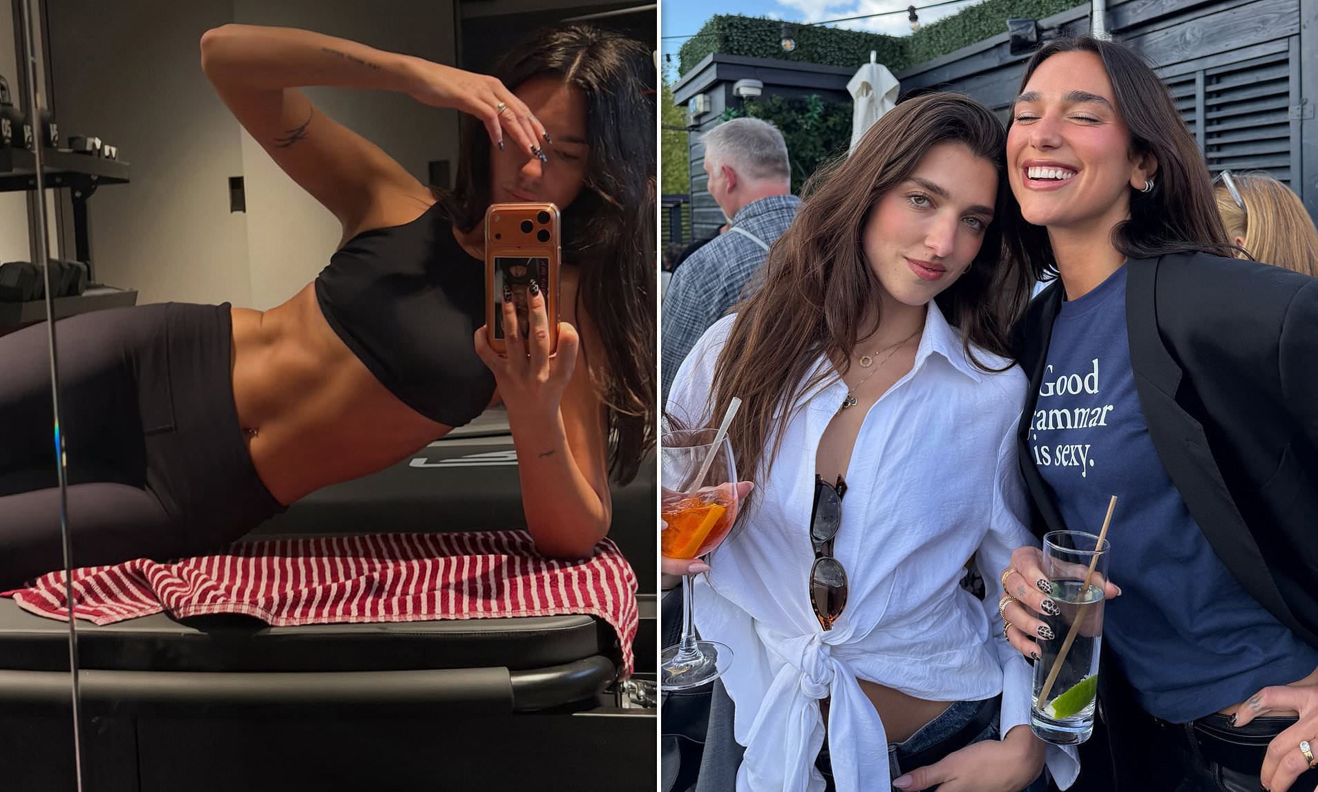 Dua Lipa flashes her washboard abs in a crop top and heads for drinks ...