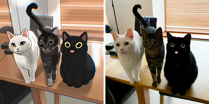 13 funny images of cats transformed into cute illustrations