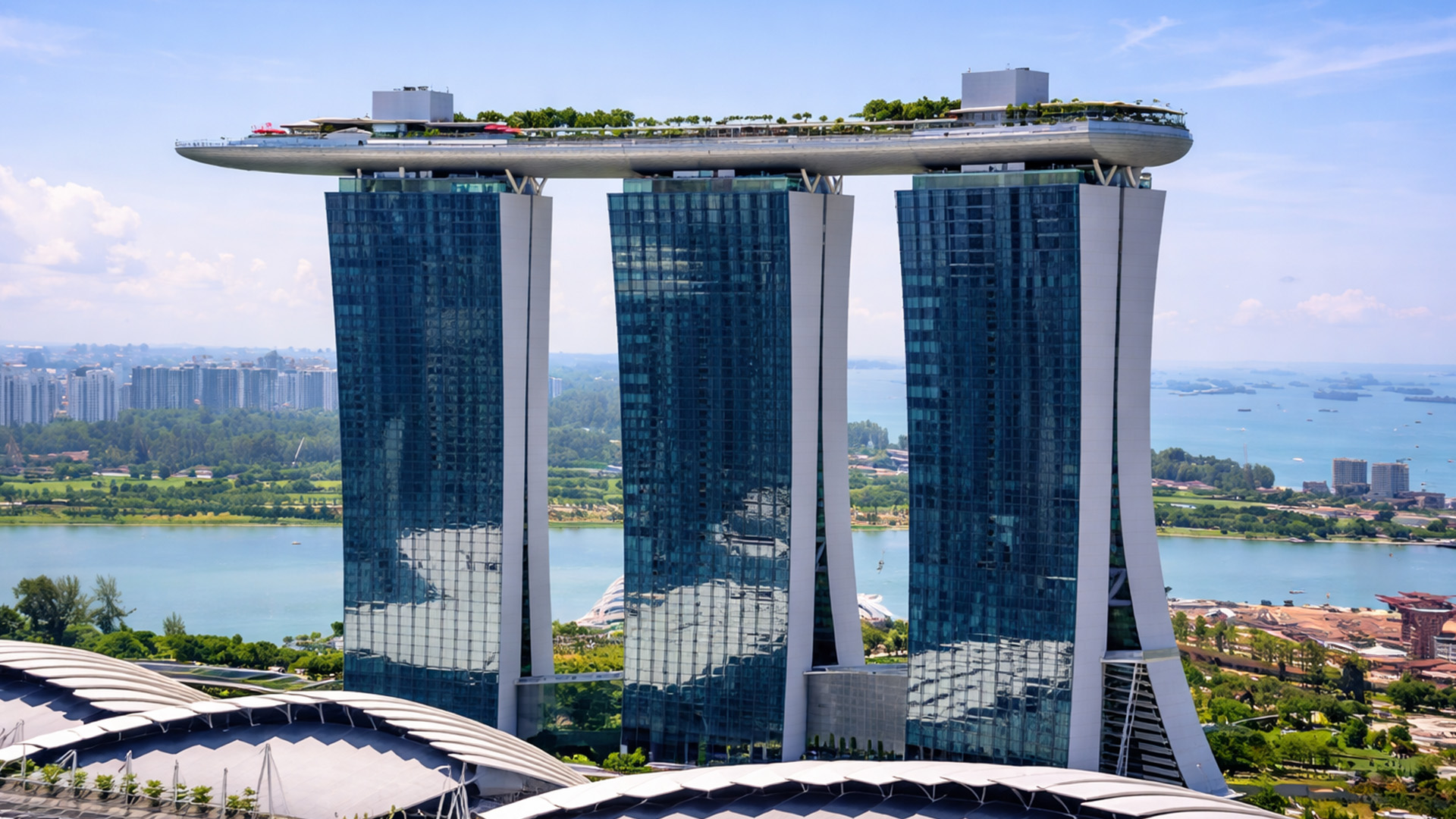 This building has a ship on top in Singapore