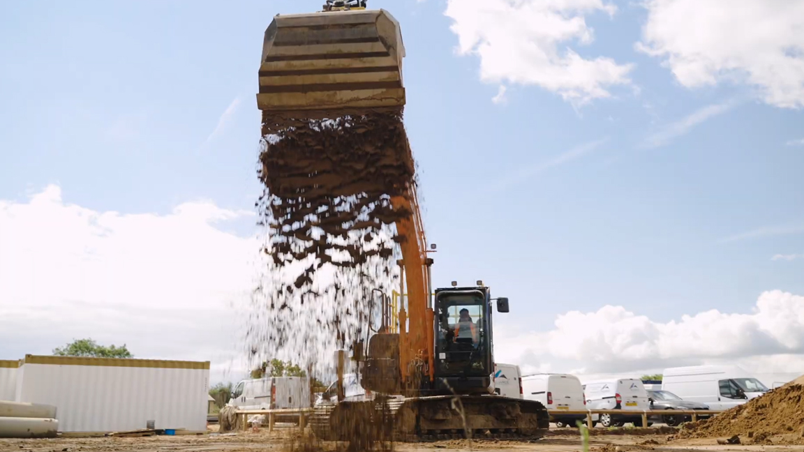 This excavator moves earth with incredible precision