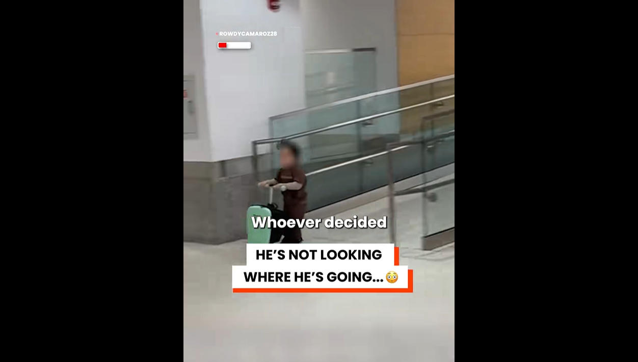 The kid was out of control on a luggage scooter… with no parent in sight