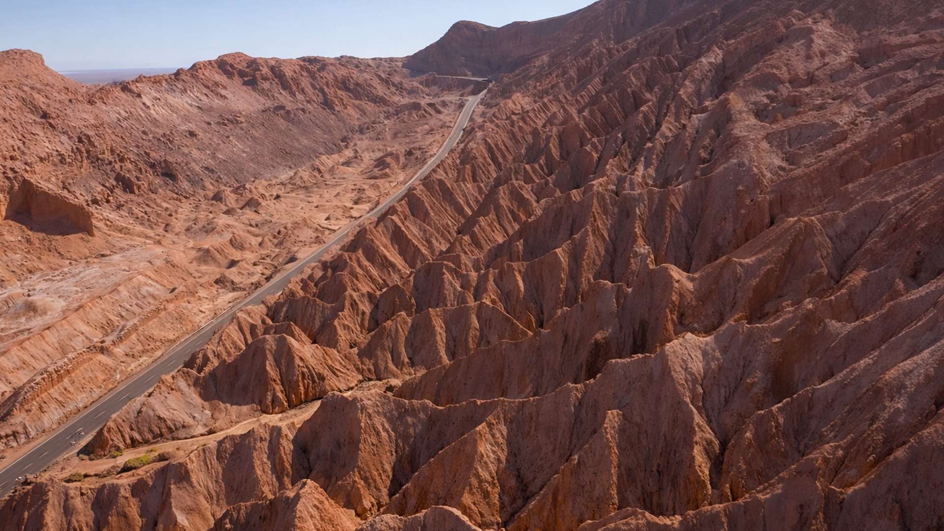 Road through the desert canyon