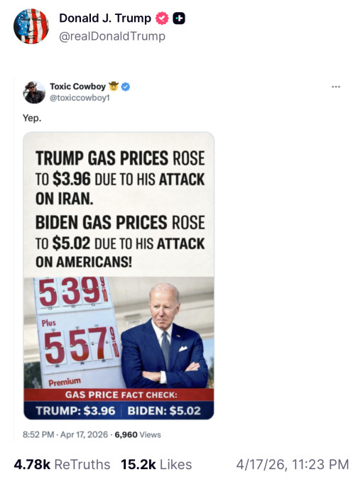 Trump defends near-$4 gas