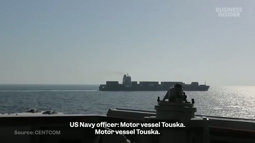 US Navy destroyer fires on Iranian cargo ship attempting to breach blockade