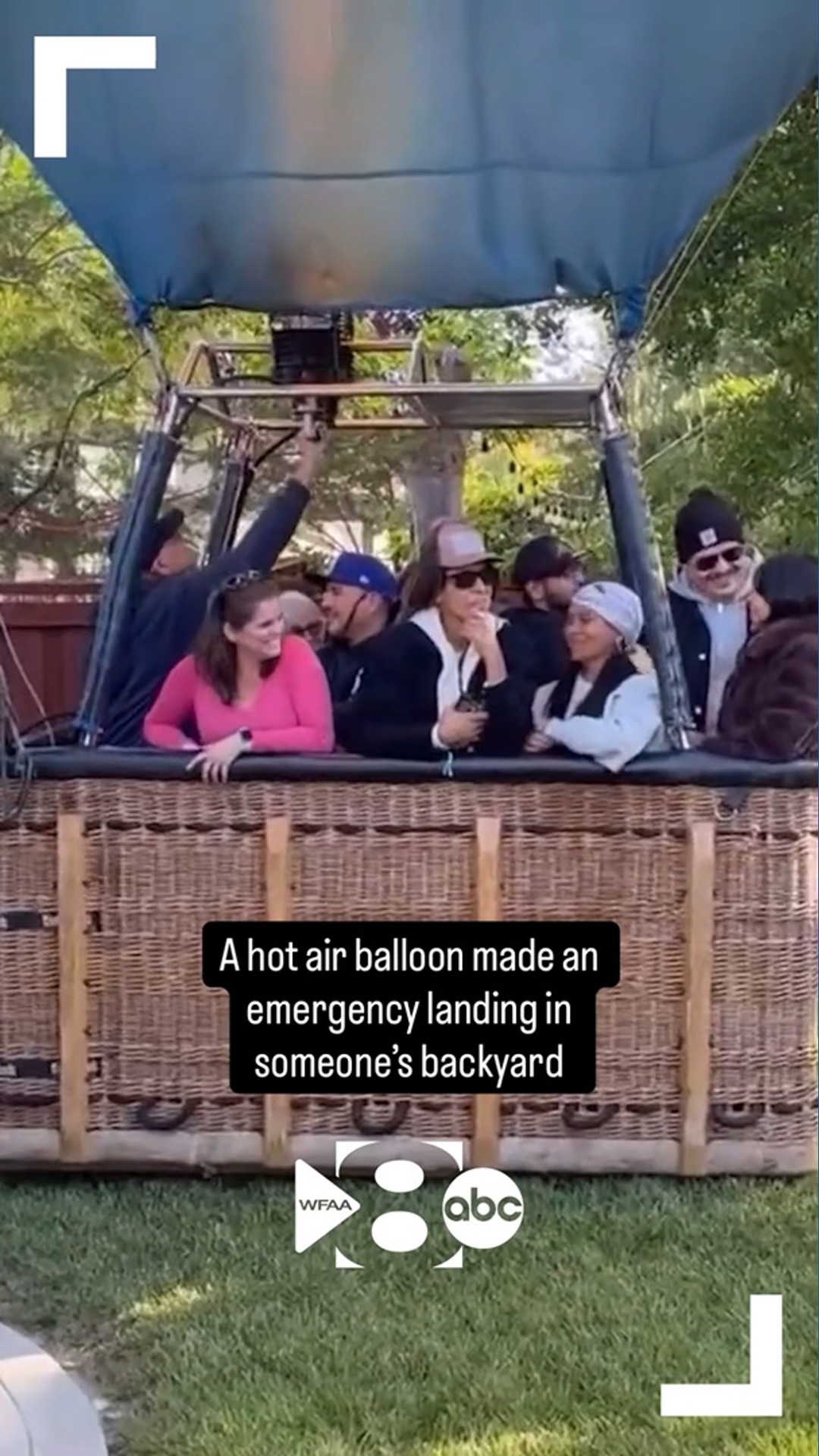 A hot air balloon made an emergency landing in someone’s backyard