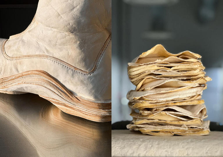 Pure mycelium shoe debuts in Milan with a load-bearing fungal sole