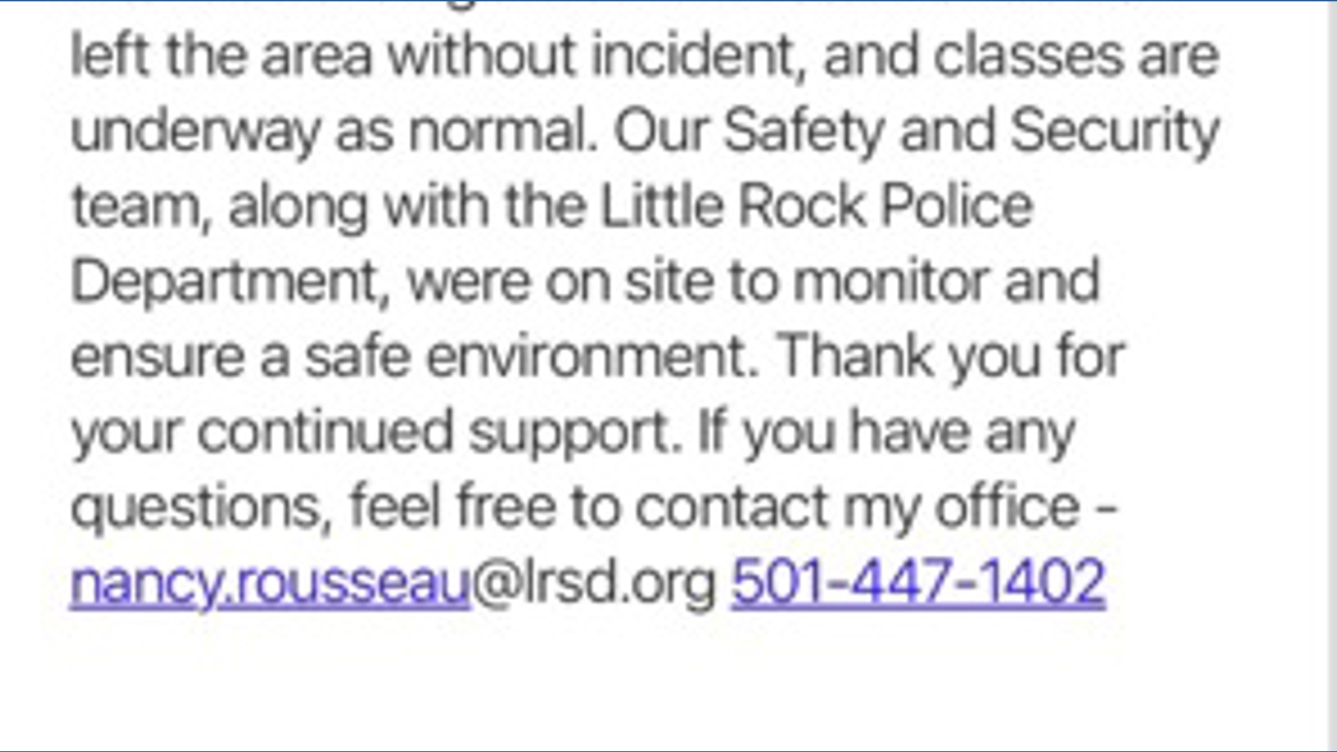 LRSD issues notice about protesters outside Little Rock Central