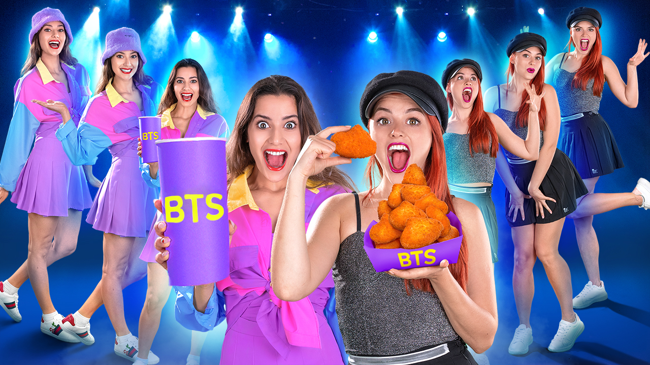 GUMMY VS REAL || Trying first BTS MEAL! Tasting GIANT GUMMY FOOD for 24 ...