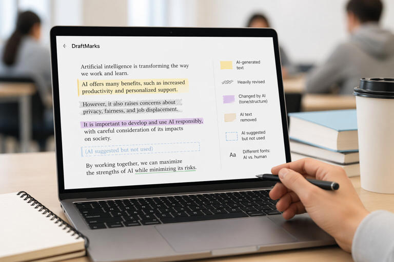 DraftMarks tracks AI use in student writing process