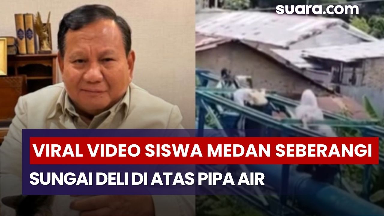Viral video siswa Medan seberangi Sungai Deli di atas pipa air