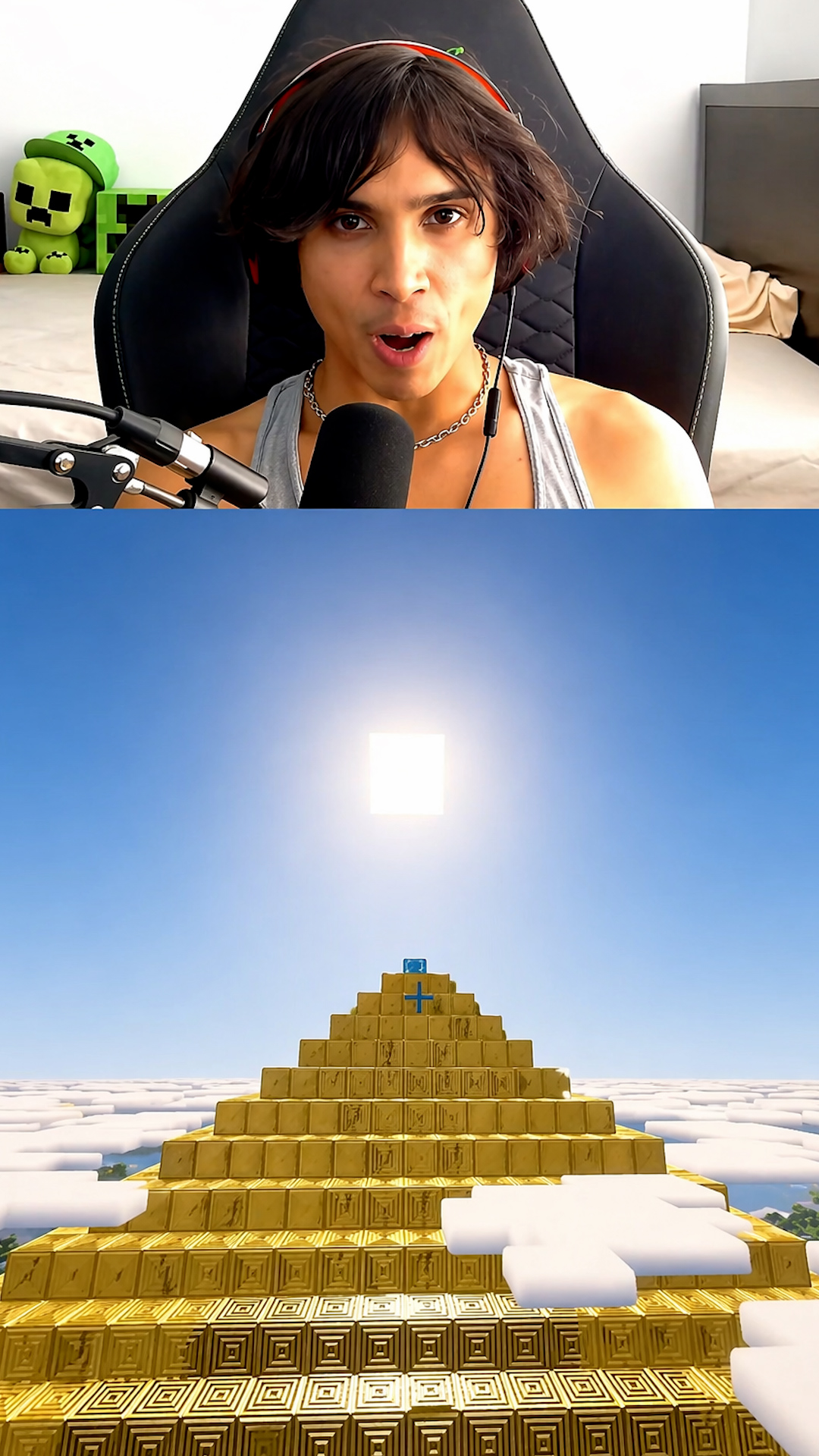 Building a large scale diamond and gold pyramid
