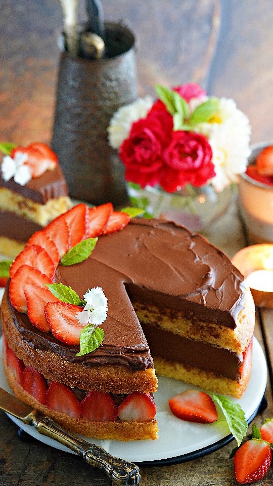 This chocolate strawberry fraisier is almost too pretty to eat