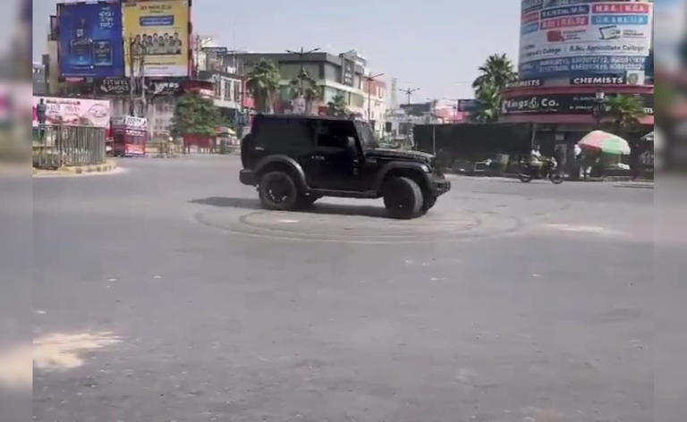 Video: UP Thar driver's drifting stunt near police post gets SUV seized