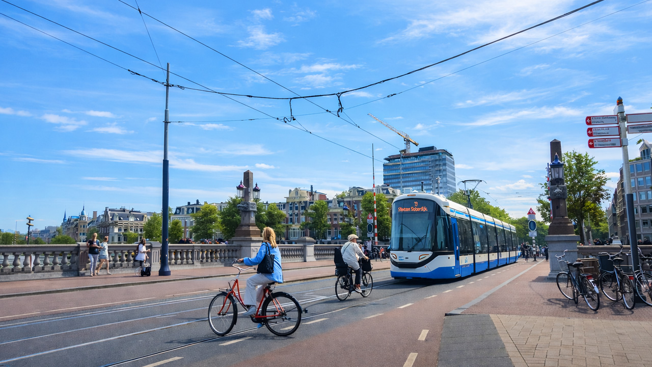 Como é caminhar por Amsterdã em um dia movimentado