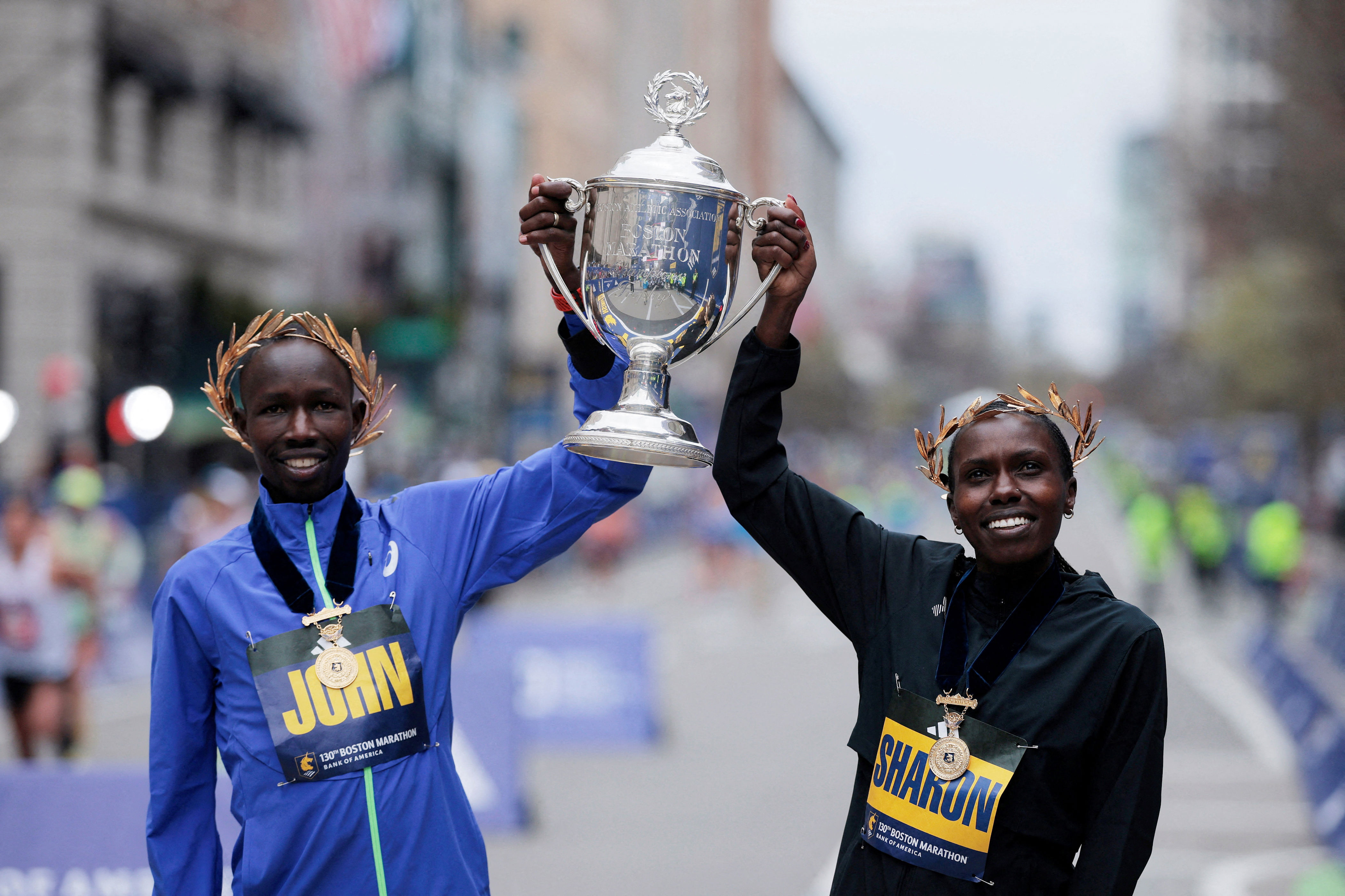 Kenya’s John Korir, Sharon Lokedi win Boston Marathon on record ...