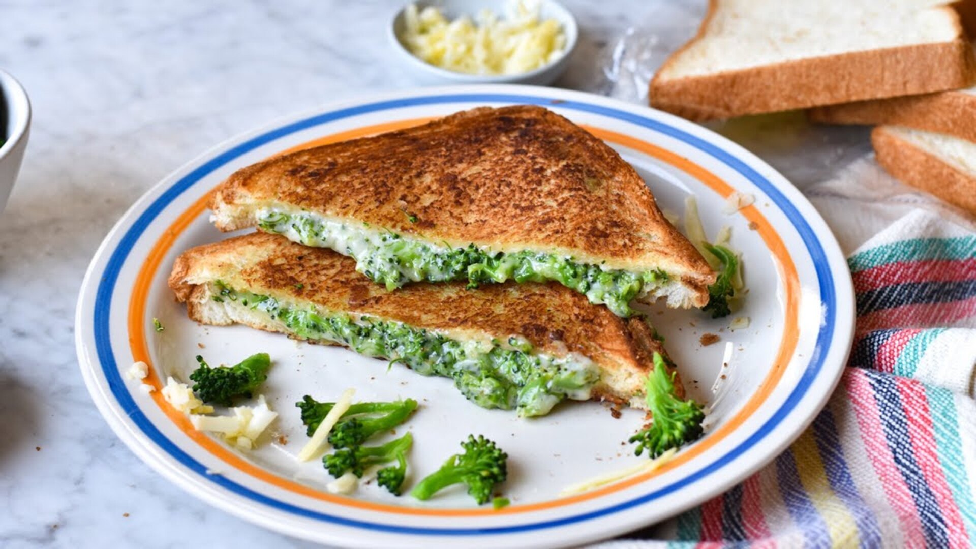 Broccoli, cheddar, and roasted garlic panini recipe