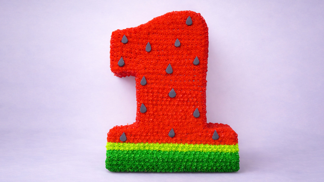 Number one cake with watermelon style design