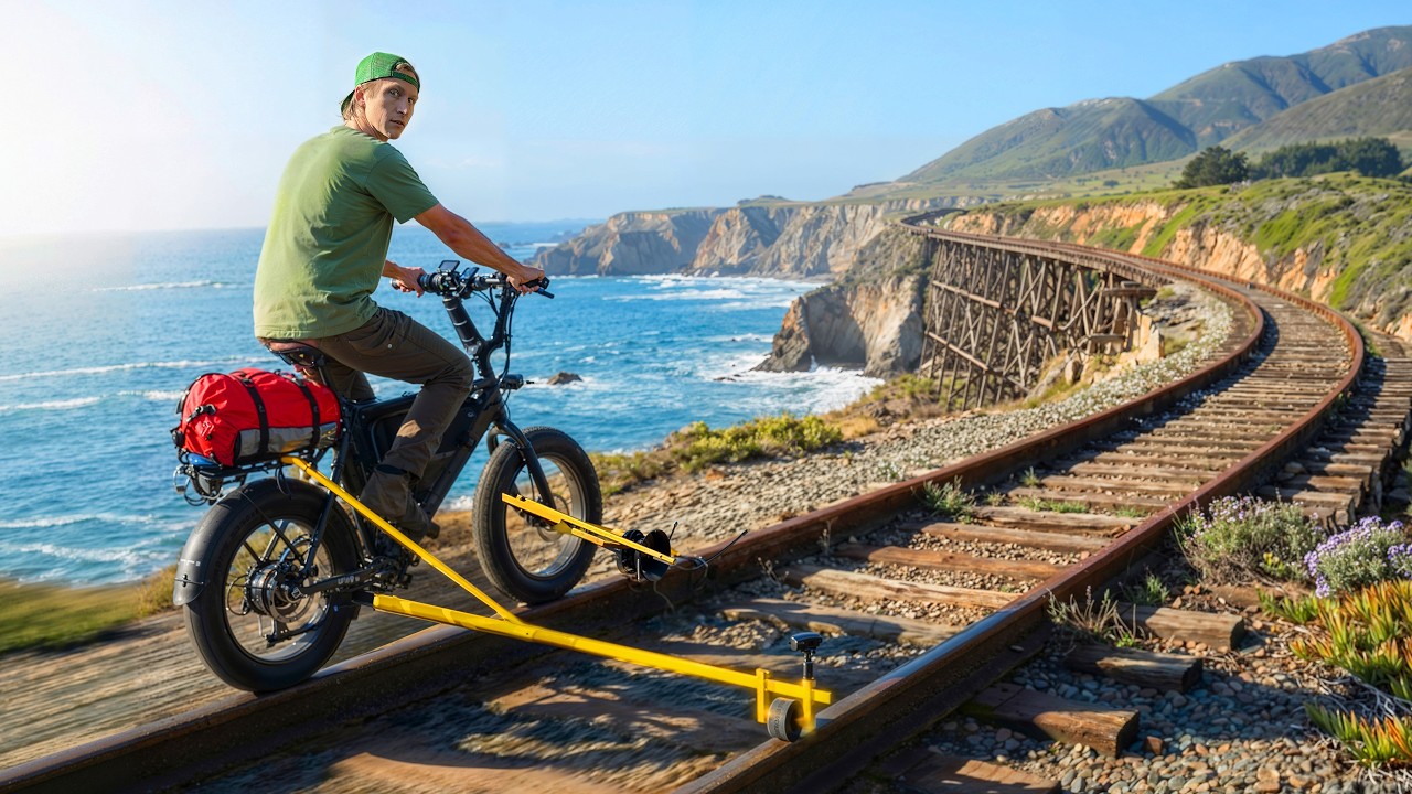 He built a rail bike for abandoned tracks - then drove it 25 miles