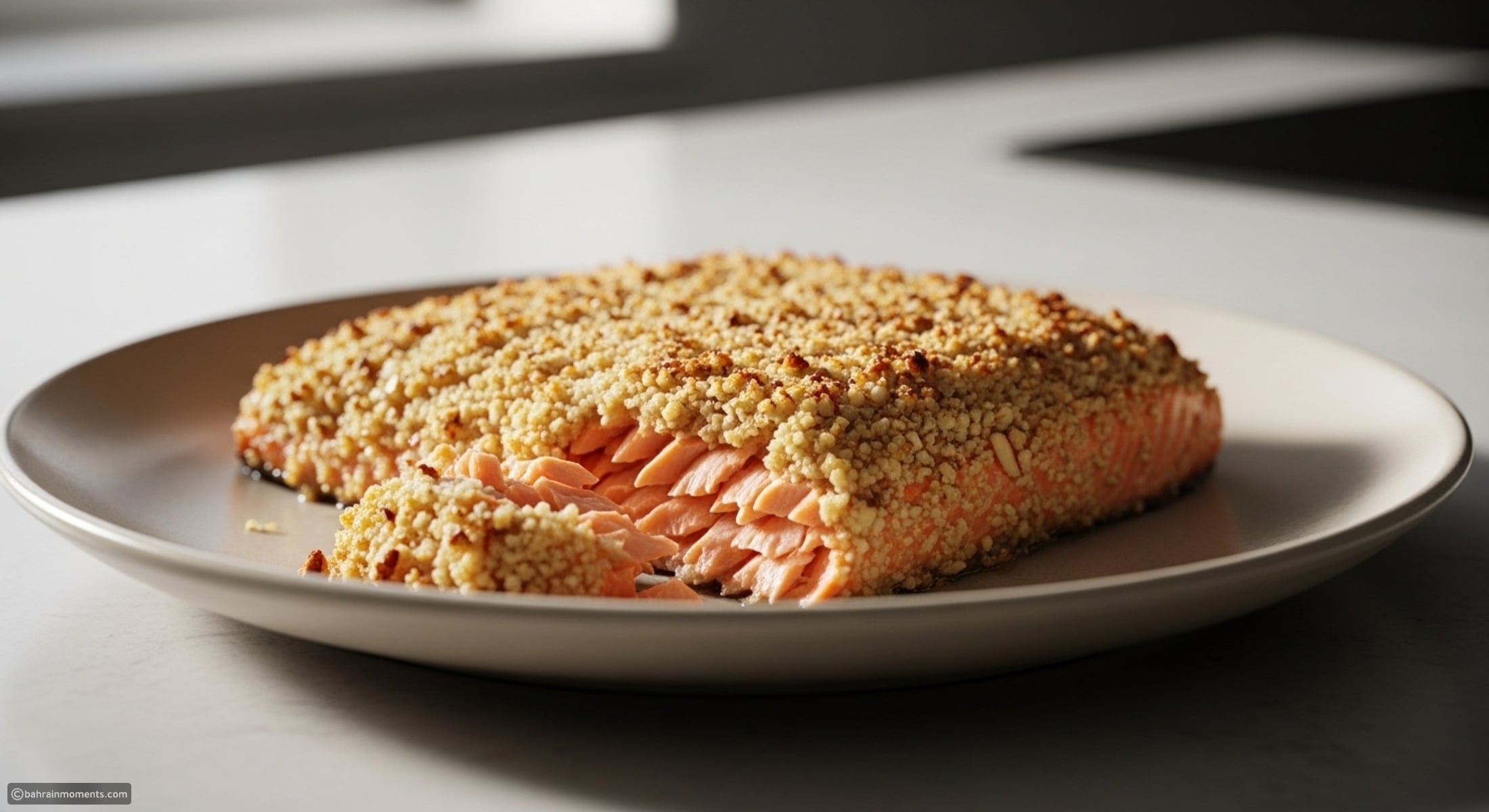 Almond-crusted salmon with thyme & lemon butter sauce