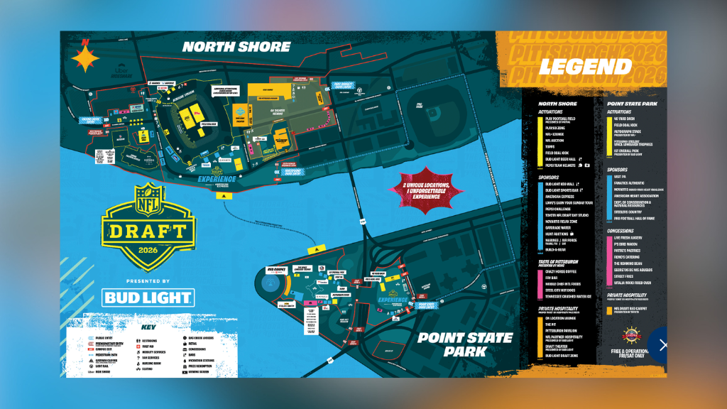Map shows events and activities for NFL draft in Pittsburgh