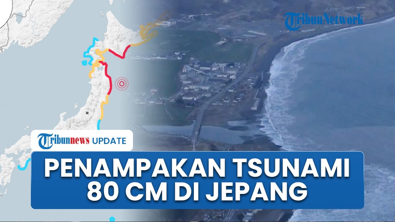 Penampakan gelombang tsunami setinggi 80 cm di Jepang usai gempa M 7,7 ...