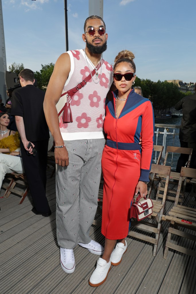 Jordyn Woods turns white pumps into a Karl-Anthony Towns tribute