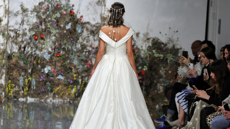 Liquid organza wedding dresses are bringing the wet trend to bridal