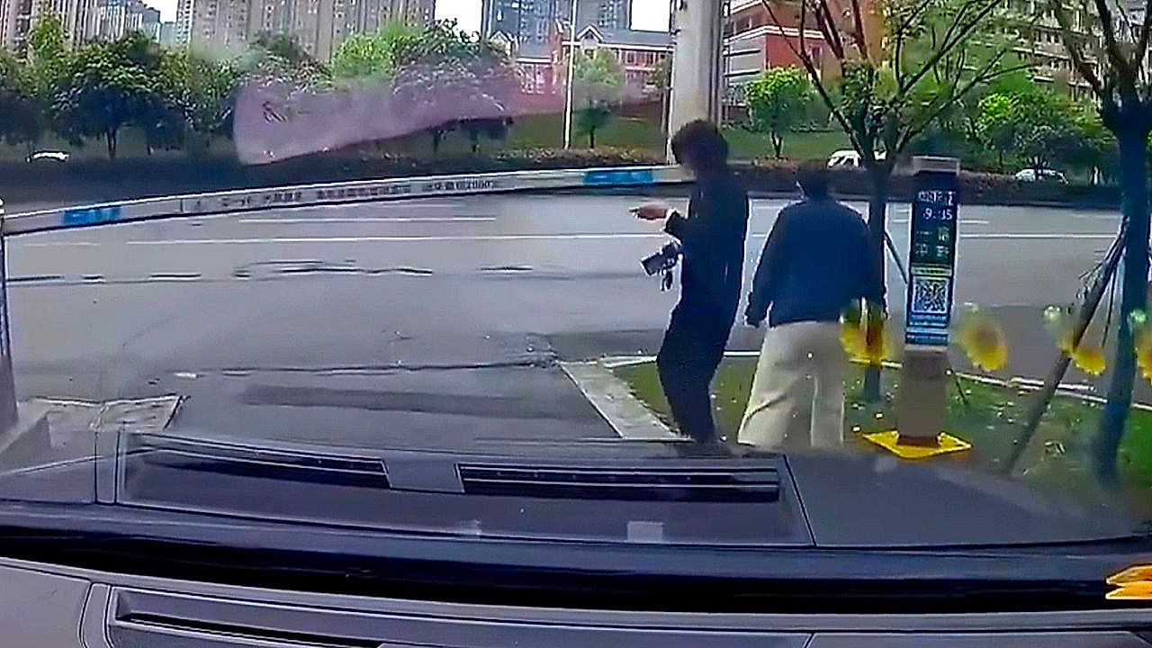 Woman ignores warning signs before sudden barrier strike sparks dispute