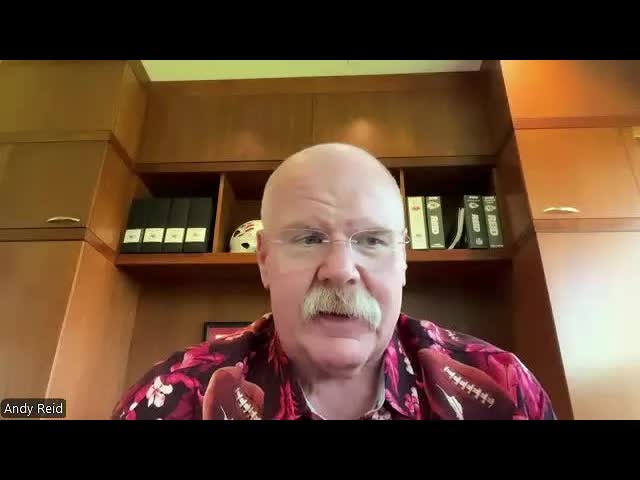 Chiefs head coach Andy Reid speaks to reporters ahead of the 2026 NFL Draft