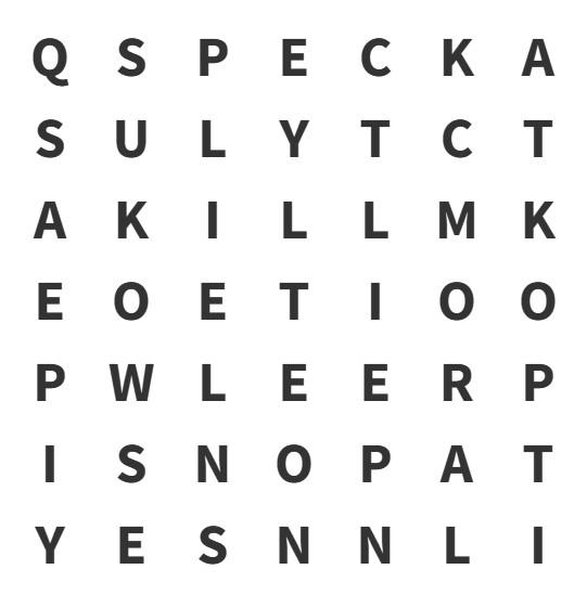 Can you spot the word EEL in this word search puzzle?