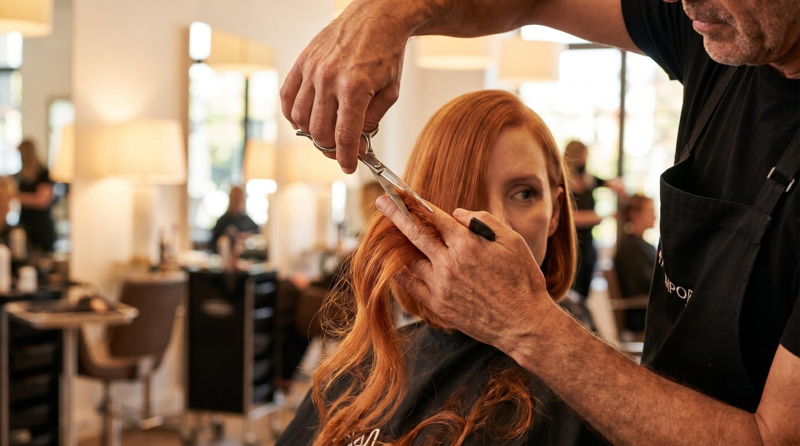Jessica Chastain chops her signature long red waves for a blunt bob at ...