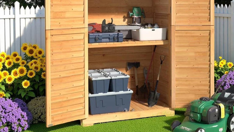 Walmart is selling a $290 lockable wooden outdoor storage shed for $140