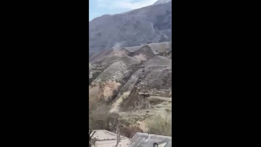 Landslide enters river and raises flood risk in Dagestan, Russia