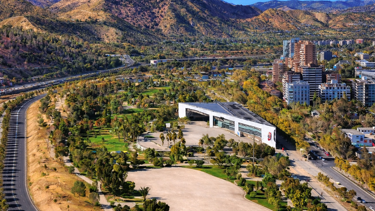 Aerial view of Parque Bicentenario and city landscape