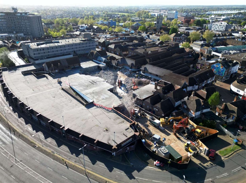 How a once bustling town shopping centre has been reduced to just rubble
