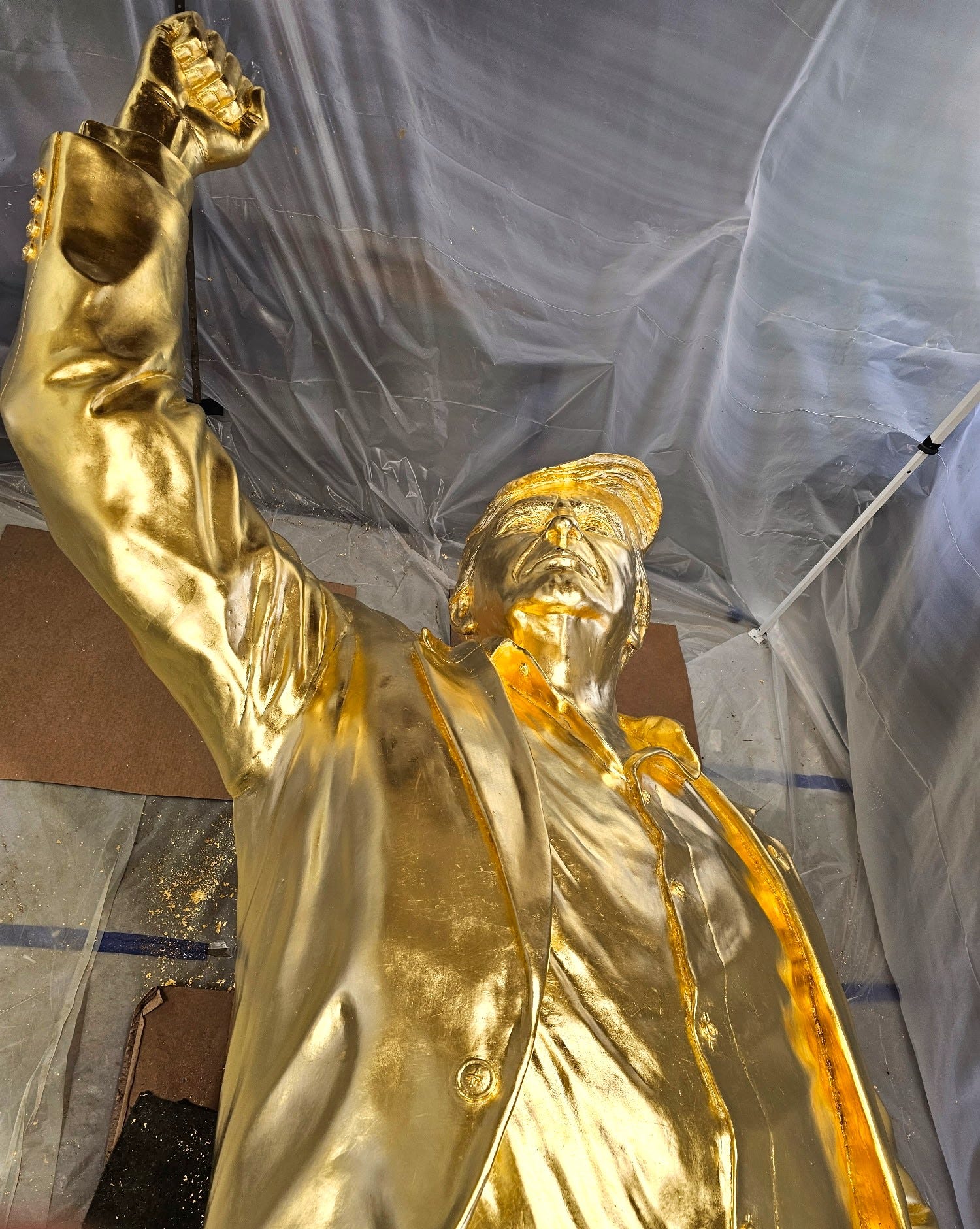 Donald Trump statue locked away as Ohio artist battles crypto backers