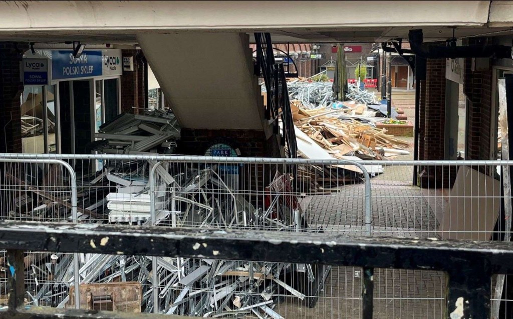 How a once bustling town shopping centre has been reduced to just rubble