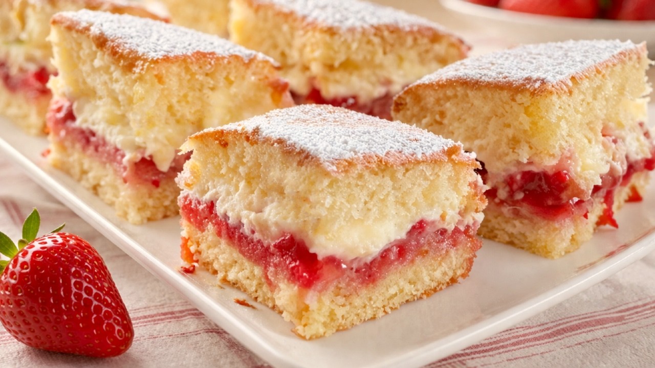 Homemade strawberry cream cake soft and light dessert idea