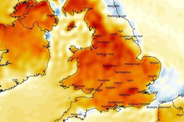 Stoke-on-Trent weather maps glow ready for '12 days of sunshine'
