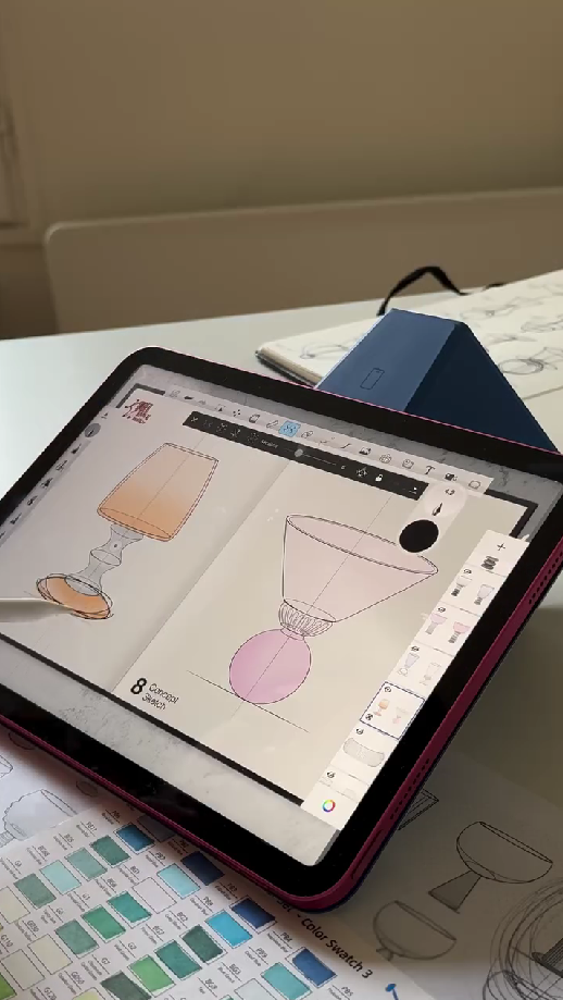 Designer life sketching and creating new concepts