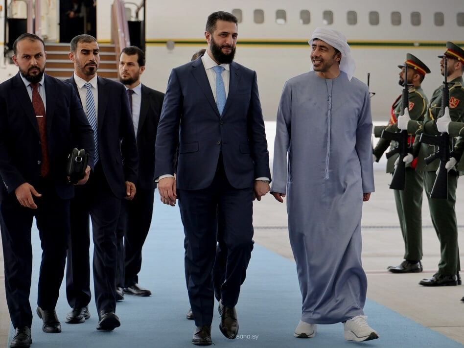 Syrian President Al Shara arrives in Abu Dhabi to strengthen UAE ties