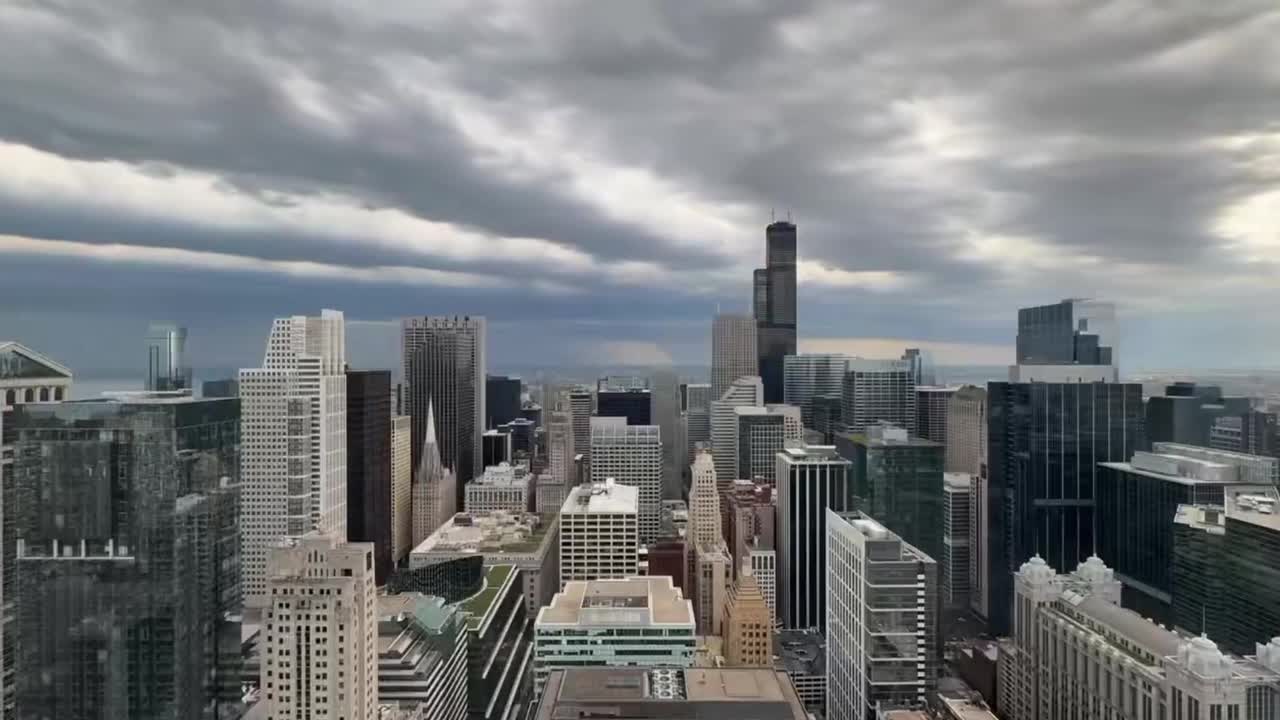 Storm clouds roll over Chicago, Illinois, USA