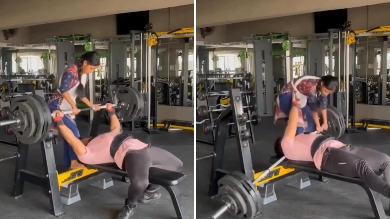 Man chokes as 165 kg bench press falls on neck, narrow escape caught on ...