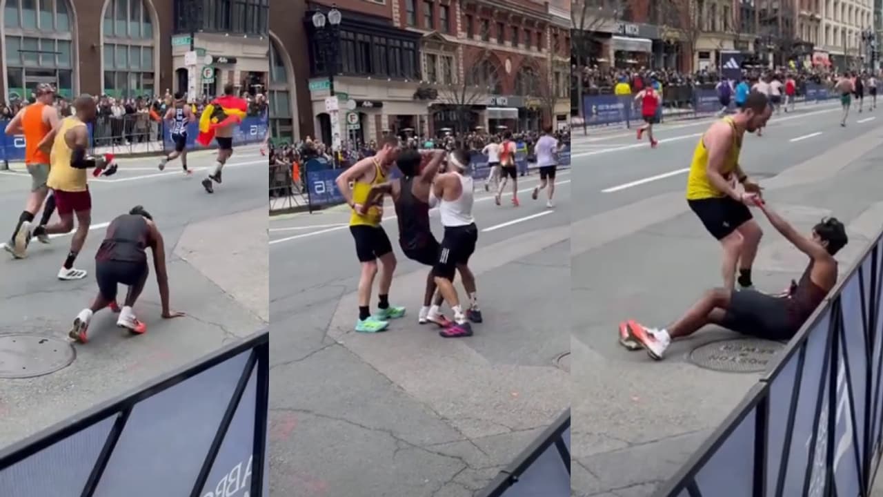 Boston Marathon 2026: Two runners help collapsed participant finish ...