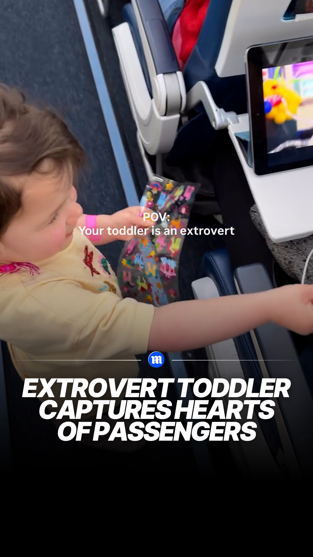 Outgoing toddler charms passengers during flight