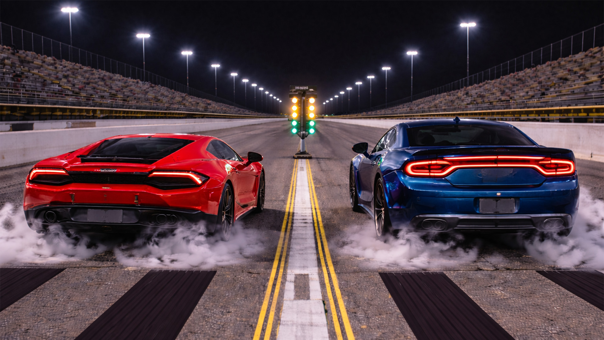 1000HP Dodge Charger Hellcat vs Lamborghini Huracan LP610-4 drag race