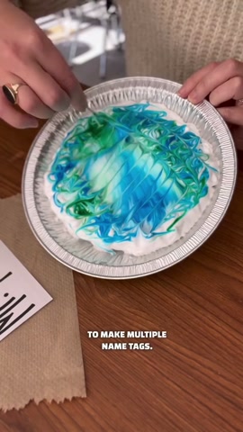 Shaving cream name tag experiment for physical changes
