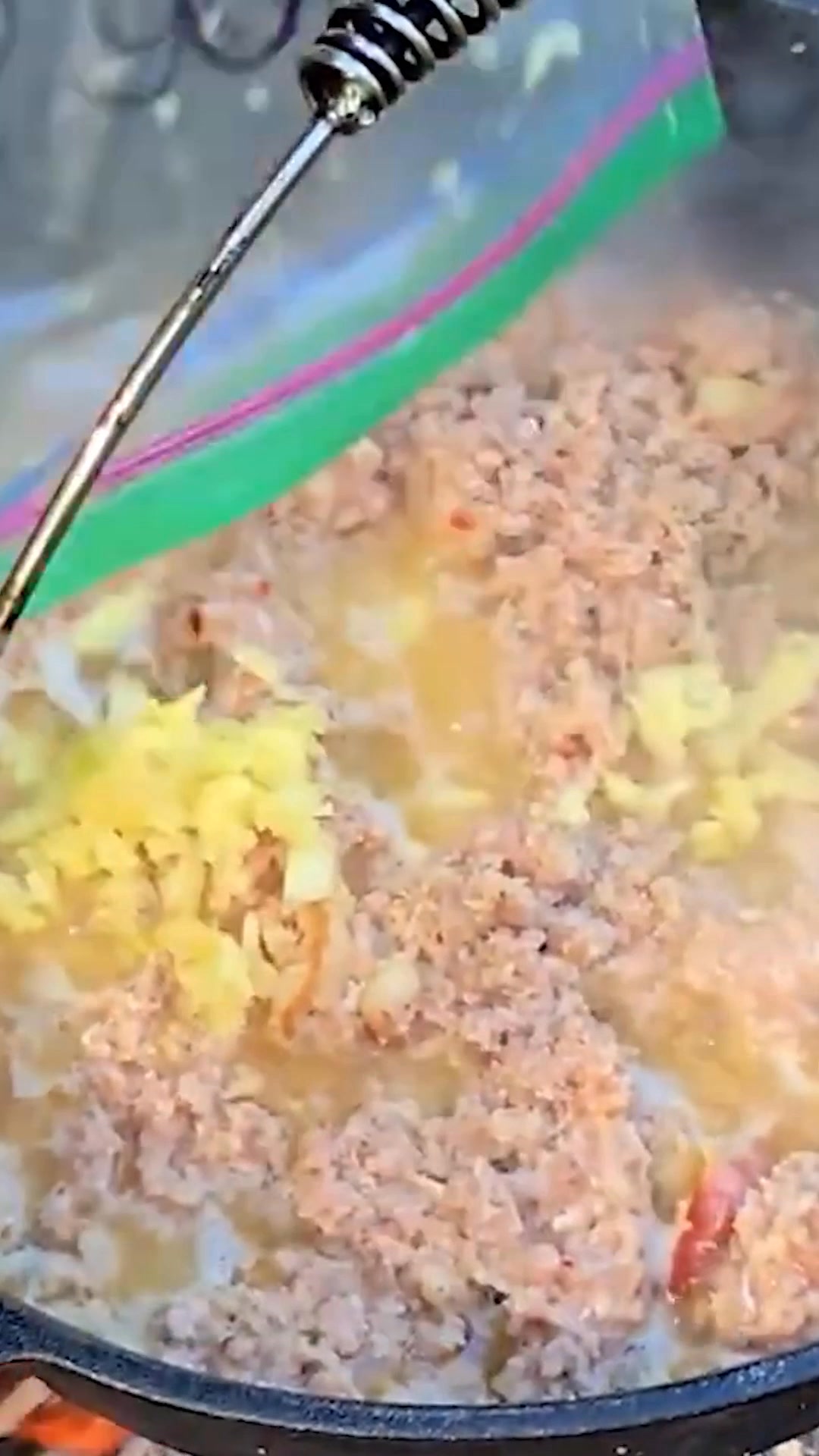 Outdoor taco soup cooking challenge